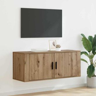 vidaXL vidaXL Meuble TV mural Ch&ecirc;ne artisanal 100 x 34,5 x 40 cm