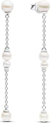 Pandora Pandora Timeless Boucles doreilles pendantes en argent sterling avec perle de culture deau douce traitée blanche