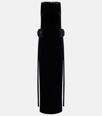 Self Portrait Verziertes Maxikleid aus Samt mit Schleifendetail