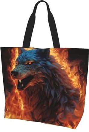 Generic Loup Encercl&eacute; Sac Courses Pliable Sacs De Courses Grand Sac Fourre-Tout Pour Gym Plage Shopping