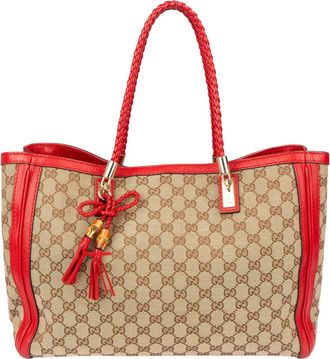 Gucci Crossbody Bags - Gucci GG Monogram Bamboo Handbag - Gr. unisize - in Braun - für Damen