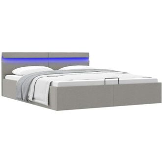 vidaXL Bett mit Bettkasten Hydraulisch led Hellgrau Stoff 160x200 cm Vidaxl 933199