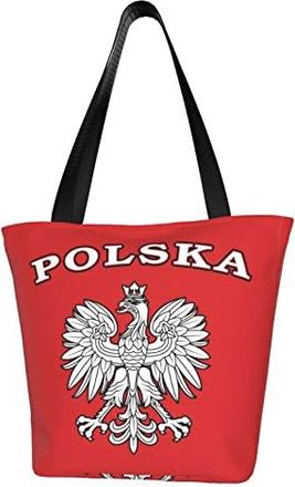 AOOEDM Tote Bag Polska Eagle Sacs &agrave; provisions Petit sac de march&eacute; r&eacute;utilisable Sacs fourre-tout de plage Sacs de voyage