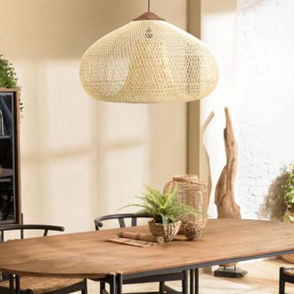 Macabane Macabane - sixtine - Suspension entonnoir 80x80cm rotin couleur naturelle/teck