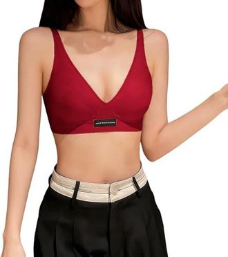 Generic Sous-v&ecirc;tement pour femme avec effet sans armatures affaissement fronc&eacute; poitrine lat&eacute;rale avec soutien et design Jelly Soft Soutiens-gorge de course, R