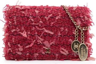 Chanel sac à bandoulière Wallet On Chain en tweed à logo CC (2016-2017) - Rose