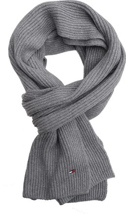 Tommy Hilfiger Schal Strickschal Cotton Cashmere Scarf Grau Grey Heather