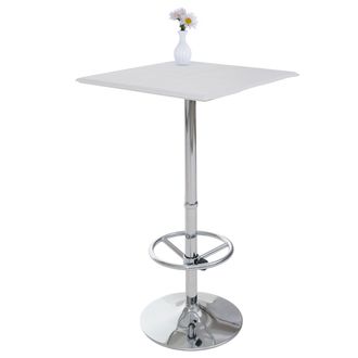 Mendler Bartisch Stehtisch Bistrotisch Chicago mit Fu&szlig;ablage, quadratisch 110x63x63cm MVG-Zertifiziert - wei&szlig;
