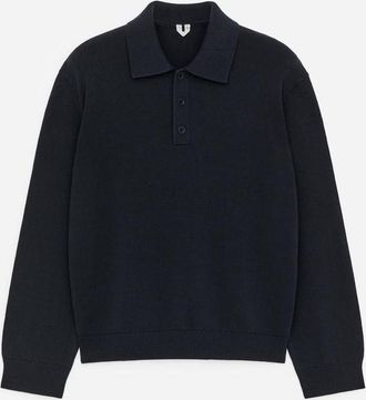 Arket Poloshirt Aus Baumwolle Und Lyocell -Blau