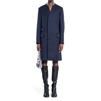 Maison Margiela Womens Blue Wool Coat Clothing