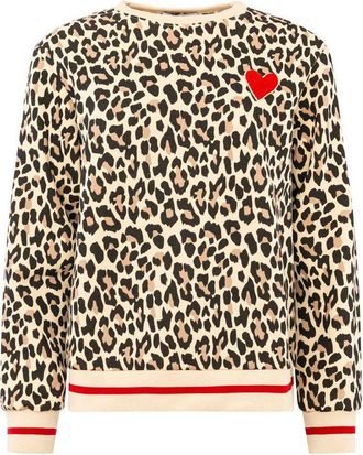 Zwillingsherz Sweatshirt Leo Love Mini Me, Rundhals, elastische B&uuml;ndchen, Leo-Allover, Herzpatch