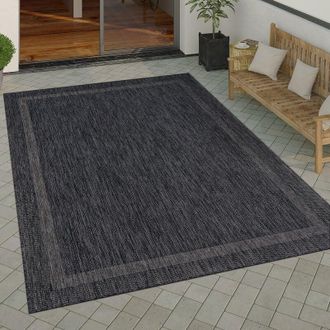 Paco Home Paco Home Tapis Exterieur Terrasse Balcon Tapis Cuisine Moderne Motif Geometrique Motif Abstrait Anthracite, 200 cm carré