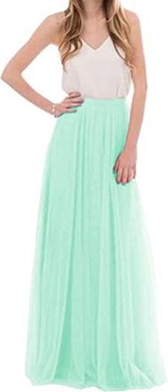 ORANDESIGNE Femme Jupe Longue Jupe Maxi pour Soirée Mariage Haute Taille Tulle Élastique Jupe 13 S