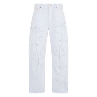 Alberta Ferretti Femme, Jeans, Blanc, Taille: 36 FR Jeans perfor&eacute;s en coton