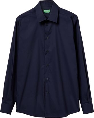 Benetton Herren Camicia 551muq049 Hemd, blau, XL