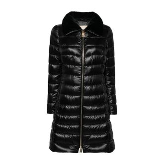 Herno Lange gesteppte Jacke mit Kunstpelzkragen - - Coats - Damen - Schwarzk - XL