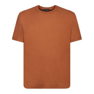 Dell'Oglio Homme, Tops, Brun, Taille: S T-shirt marron avec silhouette moderne