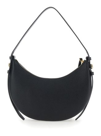 Tory Burch Womens Shoulder Bag Romy Half Moon Black Leather Cowhide