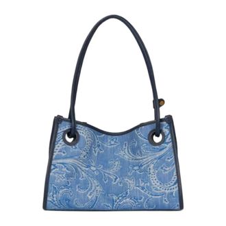 Etro Small Eyes Jacquard Denim Tote - - Bags - Damen - Blau - ONE SIZE