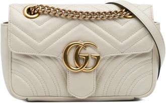 Gucci Hobo Bags - Small GG Marmont Matelasse Leather Shoulder Bag - Gr. unisize - in Wei&szlig; - f&uuml;r Damen