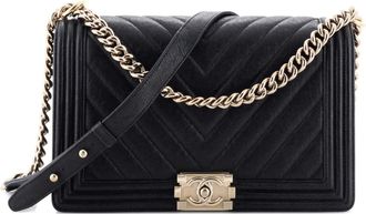 Chanel Boy Flap Bag Chevron Caviar New Medium shoulder bag - Noir
