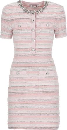 Self Portrait Femme, Robes, Rose, Taille: 40 FR Mini robe en maille textur&eacute;e