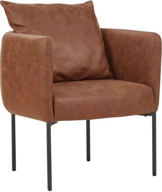 Beliani Beliani - Sessel Braun aus Kunstleder mit Schwarzen Metallbeinen Kissen Elegant Retro Stil f&uuml;r Wohnzimmer