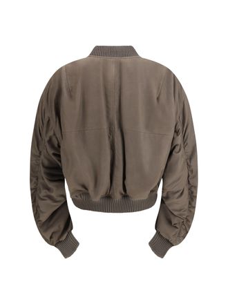 Rick Owens Mens Secchia Flight Bomber Lambskin Leather With Padding Dust Jacket