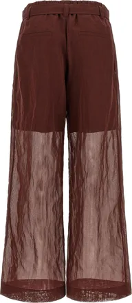 Brunello Cucinelli Semi-Transparent Organza Trousers - Burgundy