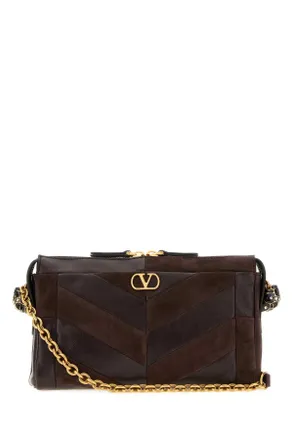 Valentino Garavani Quilted Suede & Leather Shoulder Bag - Brown