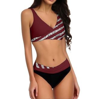 Generic Bikini pour femme - Élégant et sexy - Deux pièces - Triangle - Col en V - Maillot de bain push-up - Bikini ventre plat - Haut de bikini - Soutien de l