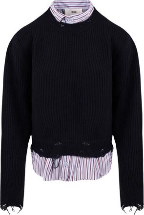 SOLOTRE Rundhals-Pullover mit Schlitzen - - Knitwear - Damen - Blau - L