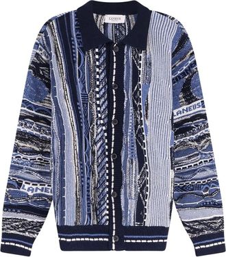Laneus Gilet &agrave; motif jacquard - Homme - Pulls - Bleu - Taille: M