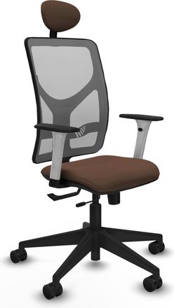 Piqueras y Crespo Computerstuhl, neigbar, mit wei&szlig;en und schwarzen Armlehnen, h&ouml;henverstellbarer Lendenwirbelst&uuml;tze und festem Kopfteil, ausgestattet mit Syncro/Traslac