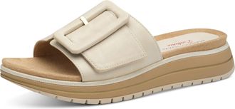 Marco Tozzi Damen Pantoletten mit Klettverschluss Bequem, Beige (Cream), 40 EU