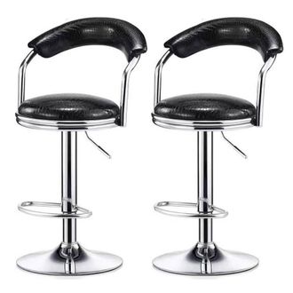 Generic Set mit 2 H&ouml;henverstellbaren Barhockern mit 360&deg;-Drehfunktion, Gepolstertem Kunstlederbezug und R&uuml;ckenlehne f&uuml;r Esszimmer und Bar, 60-80 cm