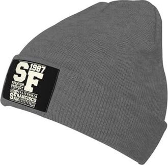 Generic Bonnet Souple Tricoté Estampe Vintage De San Francisco Chaud Bonnet Chapeau Tricot Extensible Knit Beanie pour Cyclisme Ski Femme