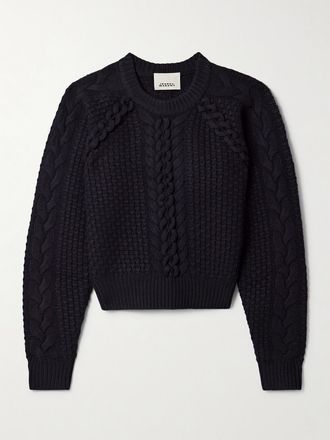 Isabel Marant Obrero Verk&uuml;rzter Zopfstrickpullover Aus Merinowolle - Schwarz