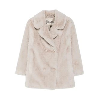 Herno Manteau crois&eacute; en fausse fourrure - Femme - Manteaux - Beige - Taille: 42 FR
