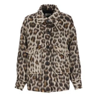 Alberto Biani Veste boutonn&eacute;e imprim&eacute; l&eacute;opard - Femme - Vestes - Brun - Taille: 38 FR