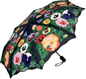 Von Lilienfeld Parapluie de Poche Résistant au VentAutomatique Ouverture et Fermeture Pliant Légèrement Stable Floral Pensées