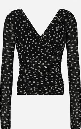 Dolce & Gabbana Top Mit Überkreuztem Ausschnitt Aus Tüll Punkteprint - Frau Blusen Und Tops Drucken 46