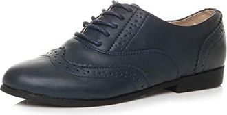 Ajvani Femmes Talon Plat et Bas élégant Classique Chaussures Oxford à Lacets Brogues Pointure 5 38