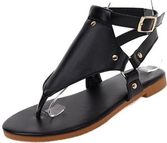 Generic Sandales Gladiateur Tongs Grandes Tailles Plat Romains Flats &agrave; Bride en T Bout Ouvert Largeur Confortable Chaussures de Marche d&Eacute;t&eacute; D&eacute;contract&eacute;es Rue 