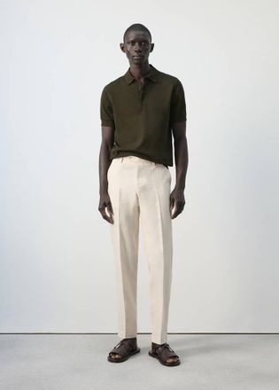 Mango Polo maille fine 100 % coton chocolat - Homme - XXL - MANGO MAN