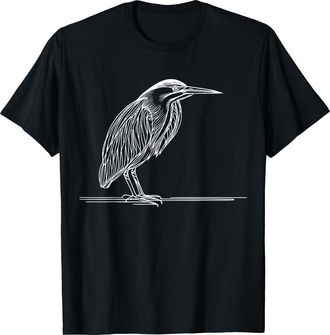Jimbeels Line Art Bird & Ornithologist Amerikanische Rohrdommel T-Shirt