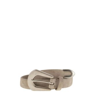 Brunello Cucinelli Femme, Accessoires, Beige, Taille: L Ceinture Western en Cuir Velours