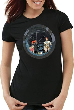 style3 Future Crew Damen T-Shirt Anime Raumschiff Captain, Farbe:Schwarz, Gr&ouml;&szlig;e:XS