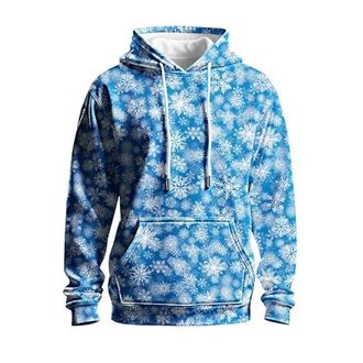 Generic Sweat à capuche de Noël pour homme - Sweat à capuche amusant en forme de flocon de neige - Tenue de Noël surdimensionnée - Pull à manches longues - Co