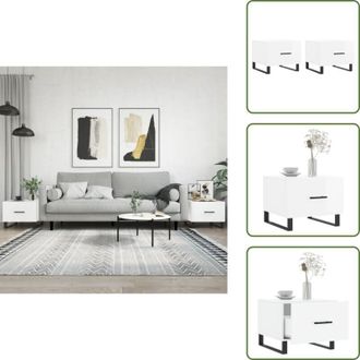 vidaXL Couchtische 2 Stk. Hochglanz-Wei&szlig; 50x50x40 cm Holzwerkstoff - Elegante Couchtische - Wohnzimmerstil - Holzwerkstoff M&ouml;bel - Couchtisch Set - Wei&szlig;er